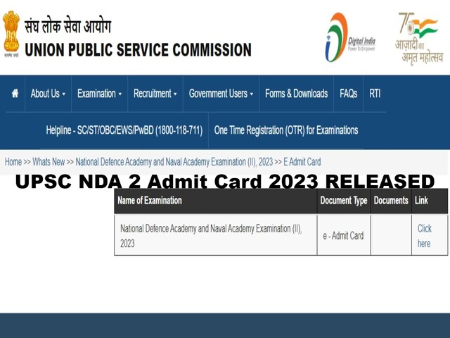 UPSC NDA 2 Admit Card 2023 RELEASED: यूपीएससी एनडीए 2 का एडमिट कार्ड ...