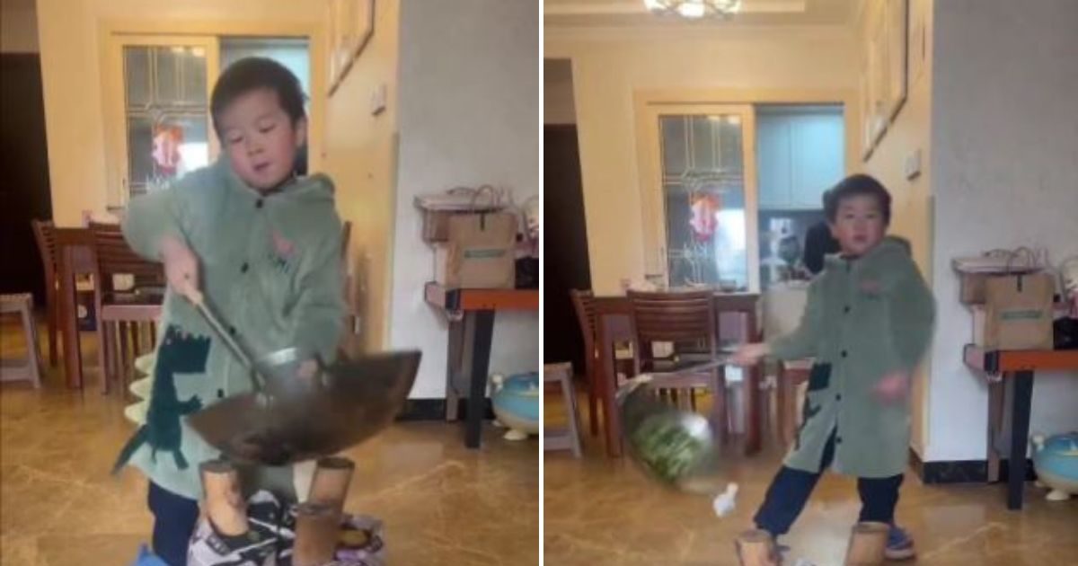 VIDEO: गजब का बावर्ची निकला ये बच्चा, खाना बनाते-बनाते हवा में उड़ा दी ...