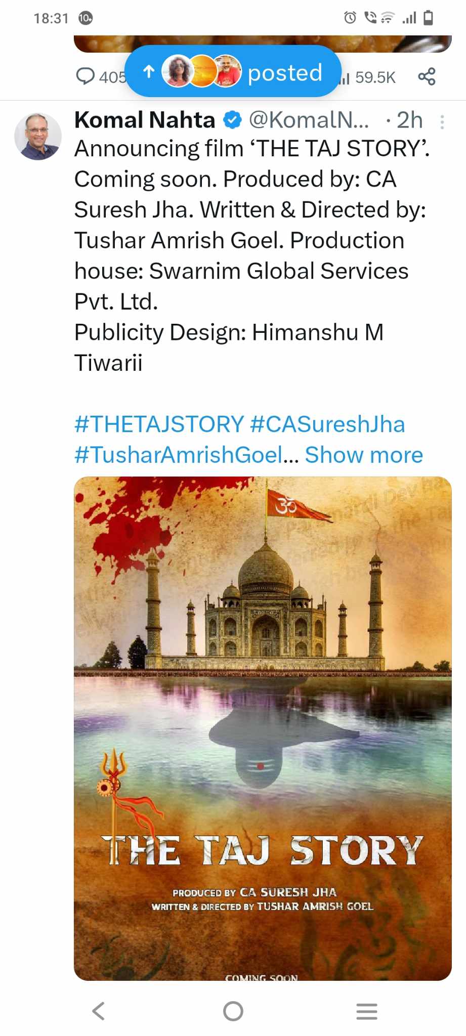 'द कश्मीर फाइल्स' पर हुए मतभेद, तो ले आए 'द ताज स्टोरी', पोस्टर देख ...
