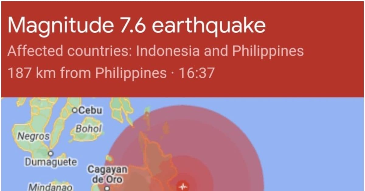 दक्षिणी फिलीपीन में 7.6 तीव्रता का भूकंप आया, सुनामी की चेतावनी जारी ...