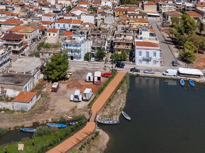 Beautiful town Aitoliko Island floating in stunning lagoon only ...