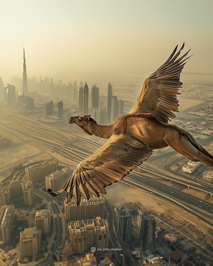 आकाश में उड़ने लगे ऊंट! बड़े-बड़े पंखों के सहारे उड़ा भारी-भरकम जानवर ...