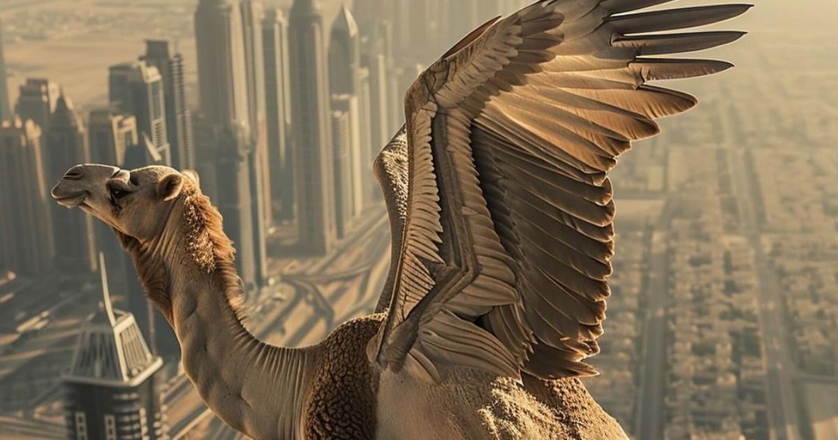 आकाश में उड़ने लगे ऊंट! बड़े-बड़े पंखों के सहारे उड़ा भारी-भरकम जानवर ...