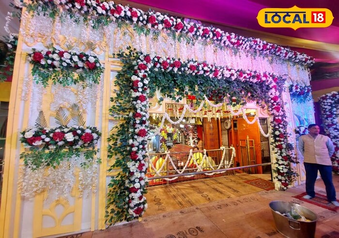 mehandipur balaji's sanctum sanctorum decorated colorful flowers president draupadi murmu will ...