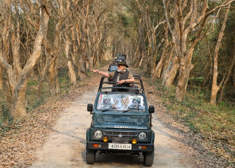 - pm modi enjoys jungle safari at kaziranga national park assam photos ...