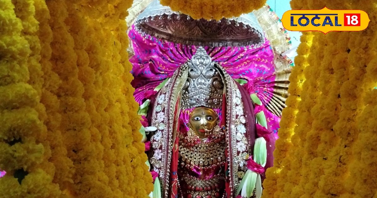 1000 years old Devi temple, during Navratri goddess is adorned with ...