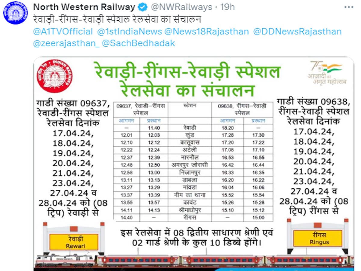 बाबा खाटू श्याम के भक्तों के लिए खुशखबरी! आज से स्पेशल ट्रेन शुरू, जानें पूरा रूट, स्टॉपेज और ...