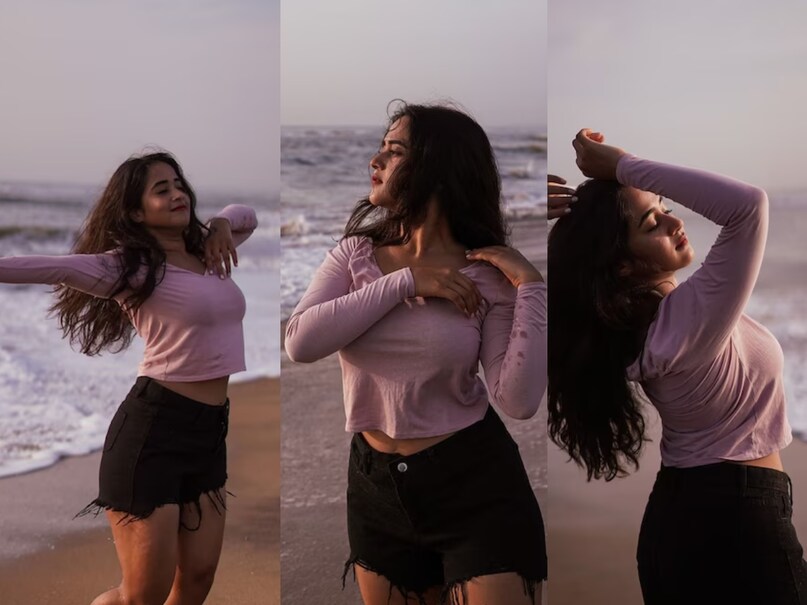 deepti sunaina photoshoot on chennai beach in bold look fans loved it ...