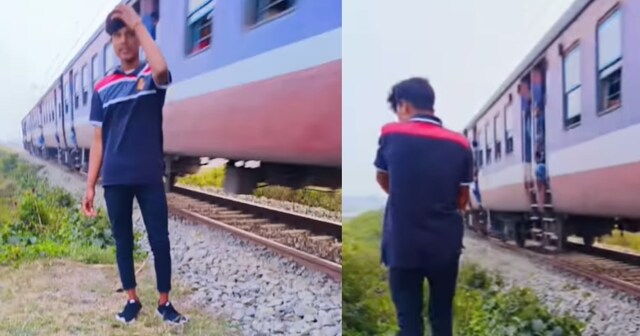 Viral video Boy hit by passenger form fast running train while making ...