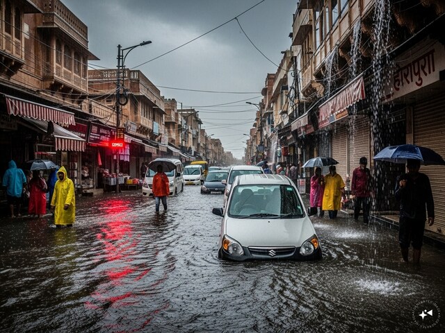 Jaipur Rain Alert: जयपुर बना जलपुर! भारी बारिश में गाड़ियां डूबीं ...