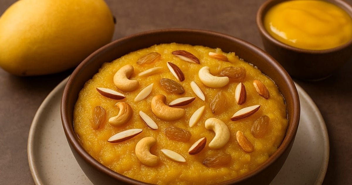 How to make mango kesari suji halwa recipe । मैंगो सूजी हलवा रेसिपी ...
