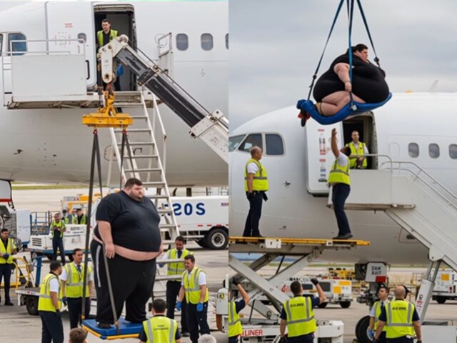Fat Man boarding in plane: 500kg का आदमी पहुंचा एयरपोर्ट, बोर्डिंग के ...