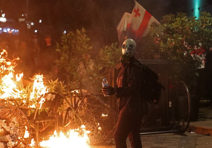 Georgia Protests Rioters Torch Furniture Near Presidential Palace ...