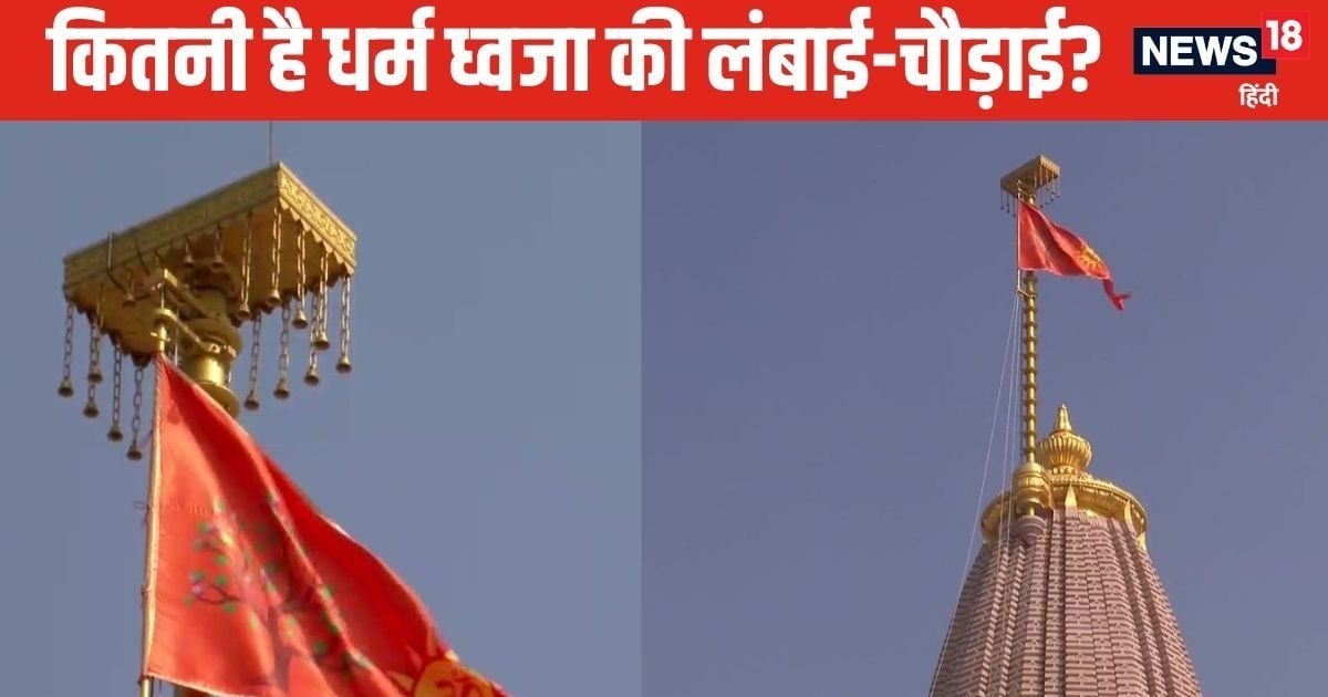 Ram Mandir ayodhya, Ram Mandir Flag: कितना है राम मंदिर की धर्म ध्‍वजा ...