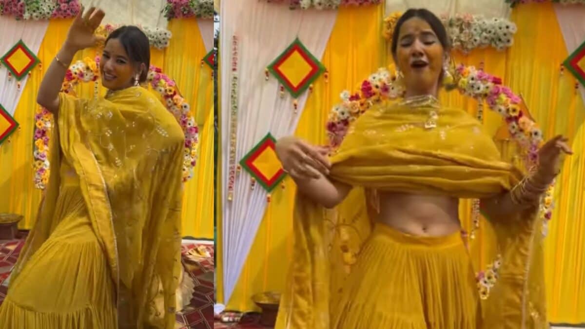 पीले सूट में डांस करती लड़की ने लूटी महफिल, हरियाणवी गाने पर बिखेरा ...