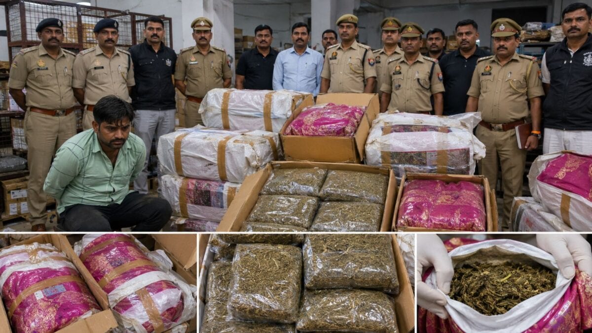 फर्जी नाम, नकली रसीद और ₹300000 का गांजा, 'सिल्क साड़ी' पर डिब्बा खोलते ...