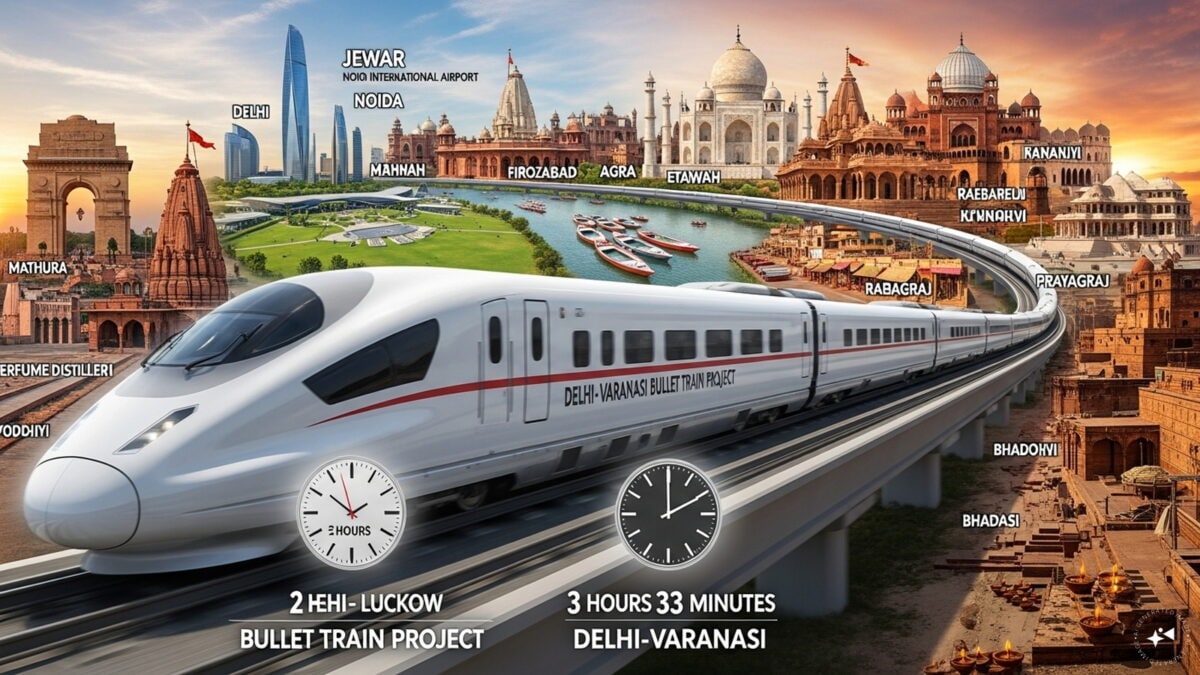 UP Bullet Train Route Stations Delhi to Varanasi Lucknow Siliguri ...