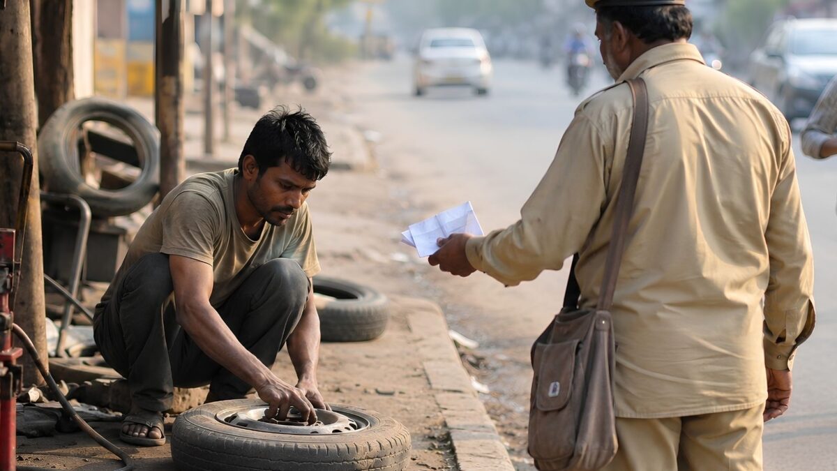 गोरखपुर में सड़क किनारे पंचर बना रहा था शख्‍स, डाकिया लेकर आया चिट्ठी ...