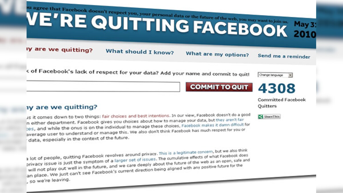 Thousands sign in to say quits to Facebook