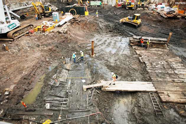 In pics: Centuries old ship unearthed at WTC site - Photogallery