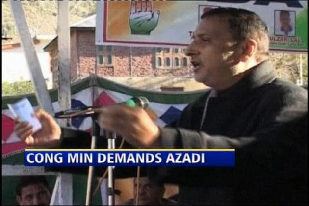 Congress minister demands 'azadi' for Kashmir