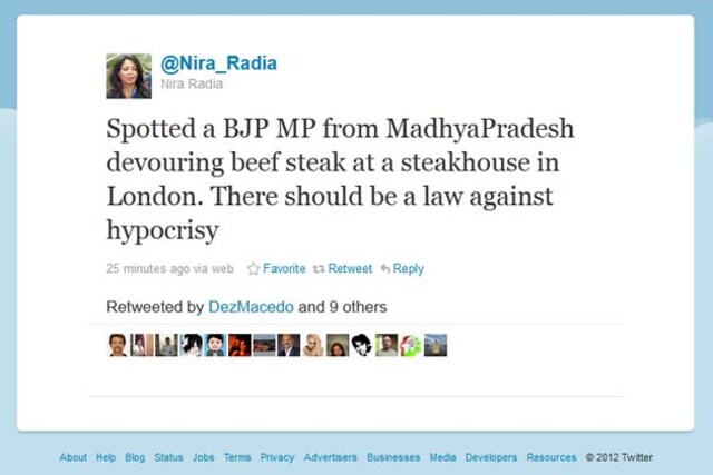 Tweet of the day: Nira Radia's revelation - News18