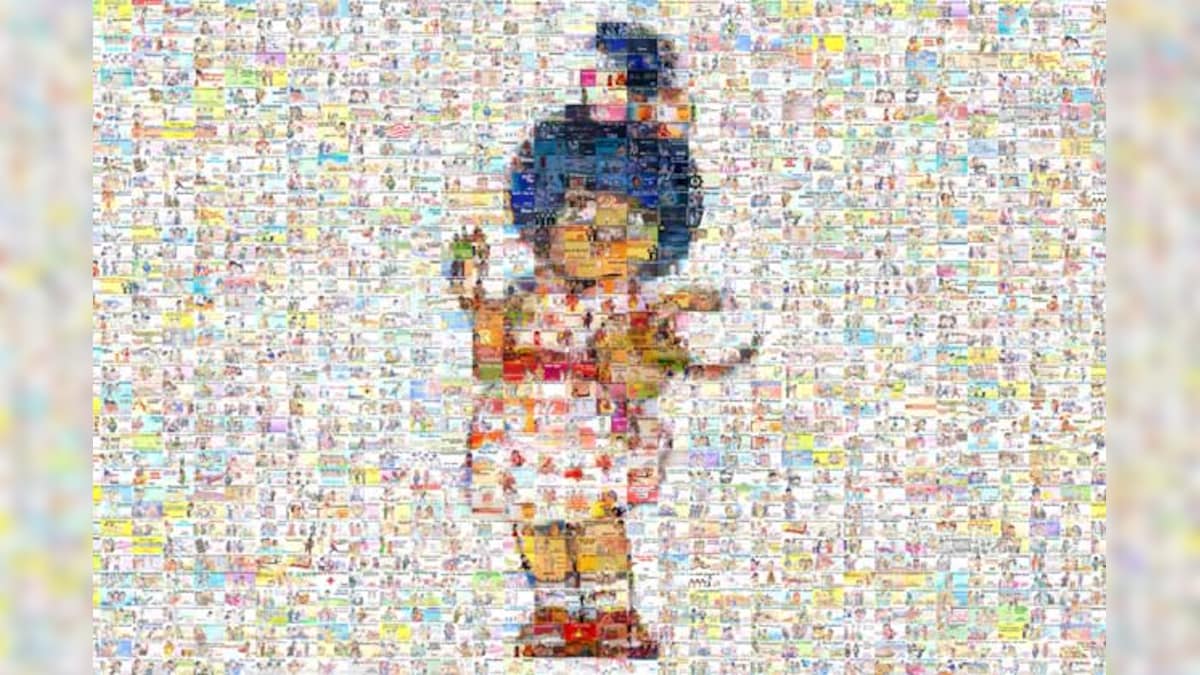 An Amul girl image made up of 1432 Amul ads - News18