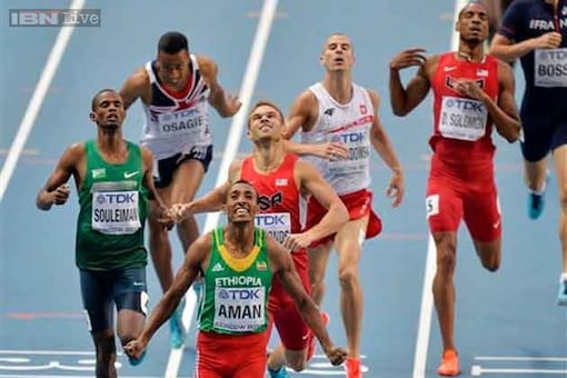 Mohammed Aman wins the men's 800 at worlds