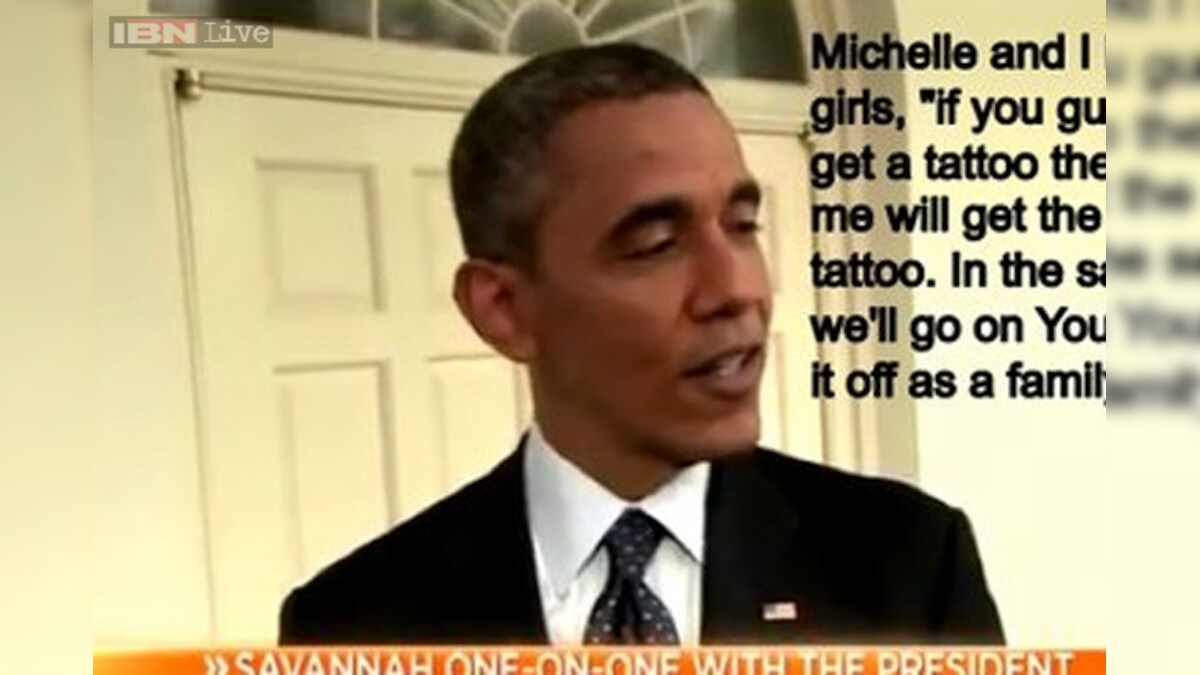 US President Barack Obama says if his daughters get tattoos, 'we will too'