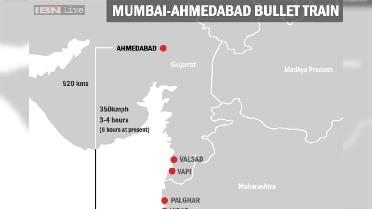 Map: Mumbai-Ahmedabad bullet train route