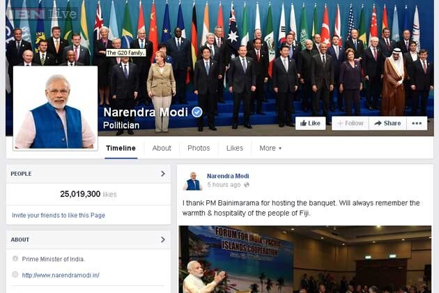 PM Modi crosses 25 million followers on Facebook, becomes second most ...