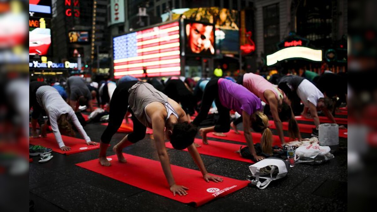 New York's iconic Times Square turns into Yoga Square