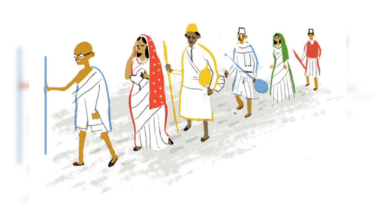 On India's Independence Day, Google doodles Mahatma Gandhi's 1930 Dandi ...