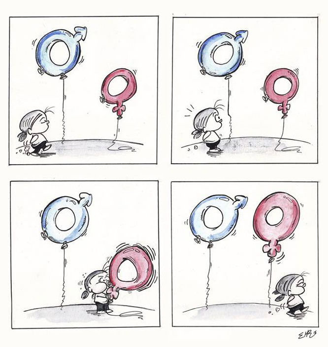 These drawings on gender equality are spot on and the artists ...