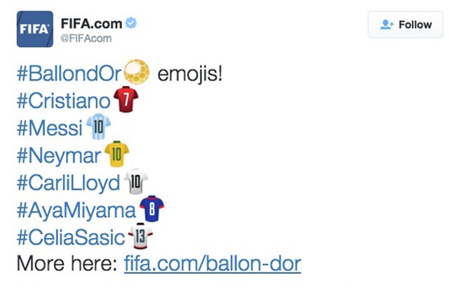 Twitter releases special emojis for FIFA Ballon d'Or ceremony - News18