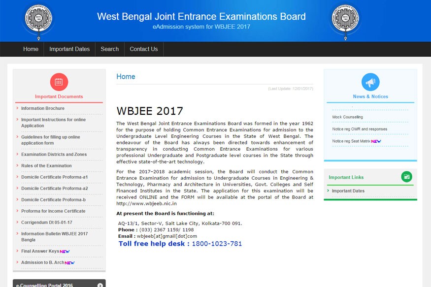 West Bengal WBJEE Results 2017 Declared. Check Your Ranks on wbjeeb.nic ...