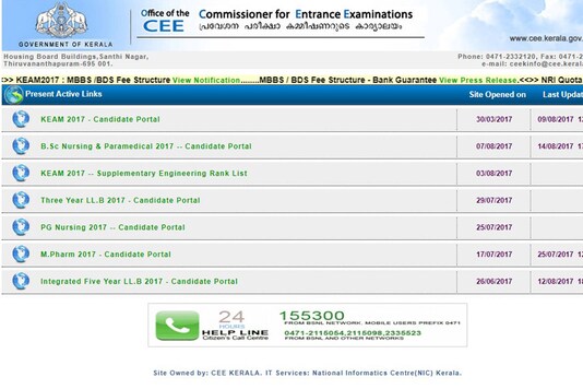 Kerala CEE B.Sc. Nursing and Para Medical Admissions 2017 Ranklist ...