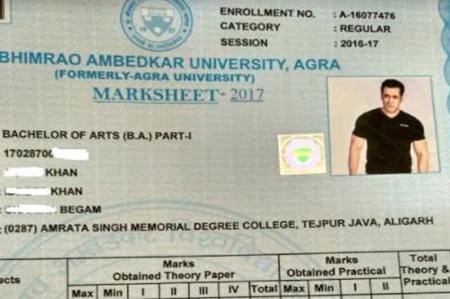 Agra University Publishes Marksheets With Salman, Rahul Gandhi’s Photos ...
