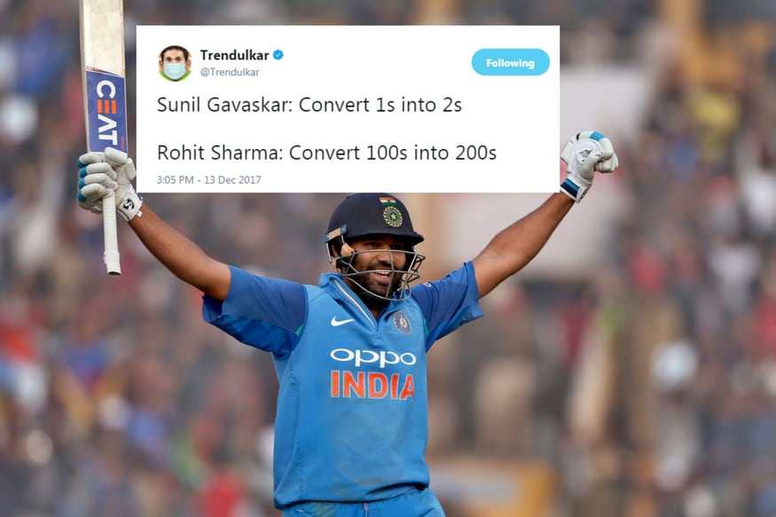 Twitter Erupts With Jokes As Rohit Sharma Hits his Third ODI 200 Twitter Erupts With Jokes As Rohit Sharma Hits his Third ODI 200