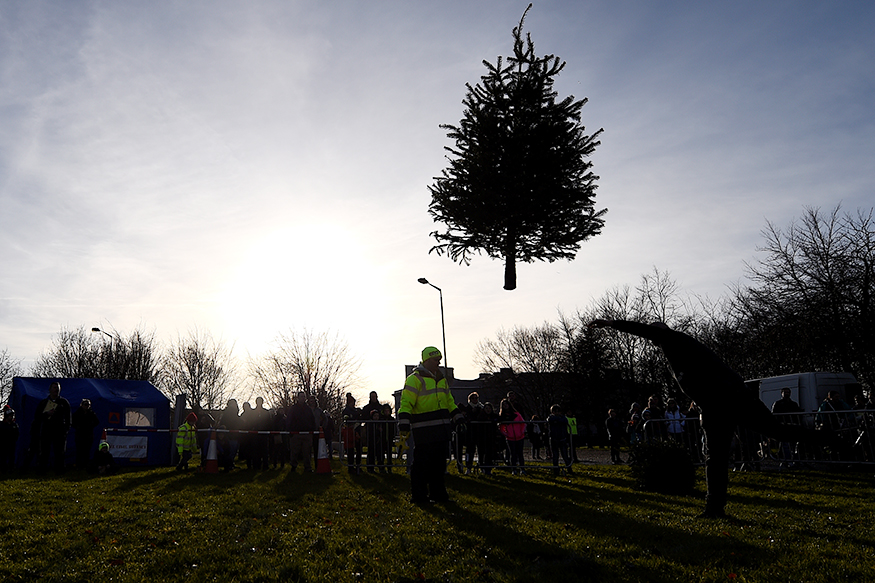 In Pictures: Christmas Tree Throwing Competition