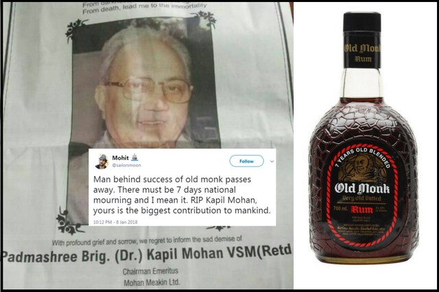 Internet Mourns The Death Of 'Old Monk' Creator Kapil Mohan - News18