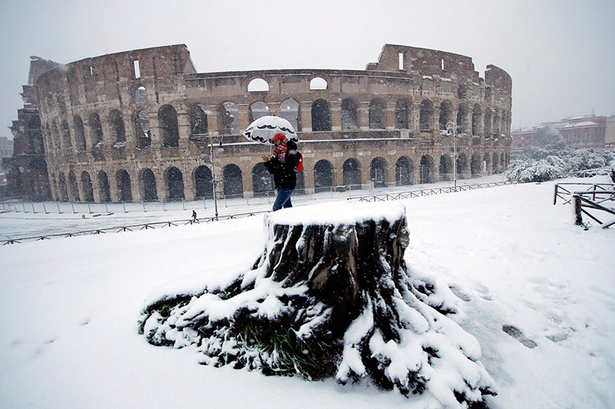 Pics: Europe Hits New Season Low, Rare Snowstorm Paralyses Rome - News18