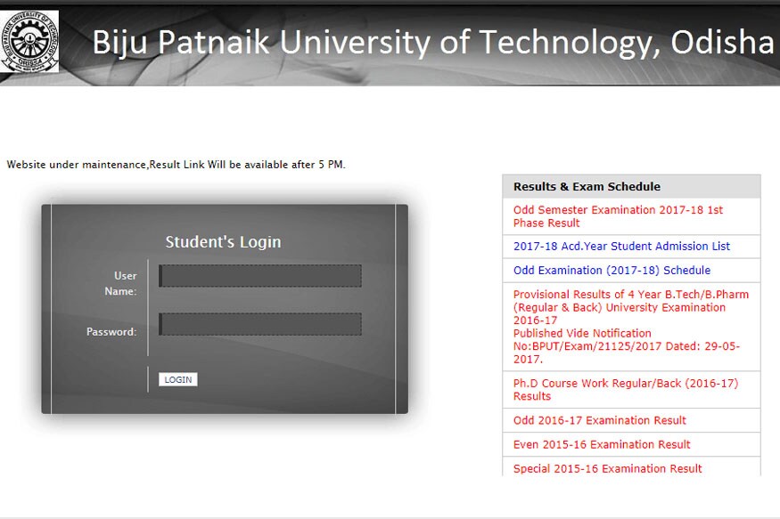 BPUT Admit Cards 2018 for Even Semester Exam Released at bput.ac.in ...