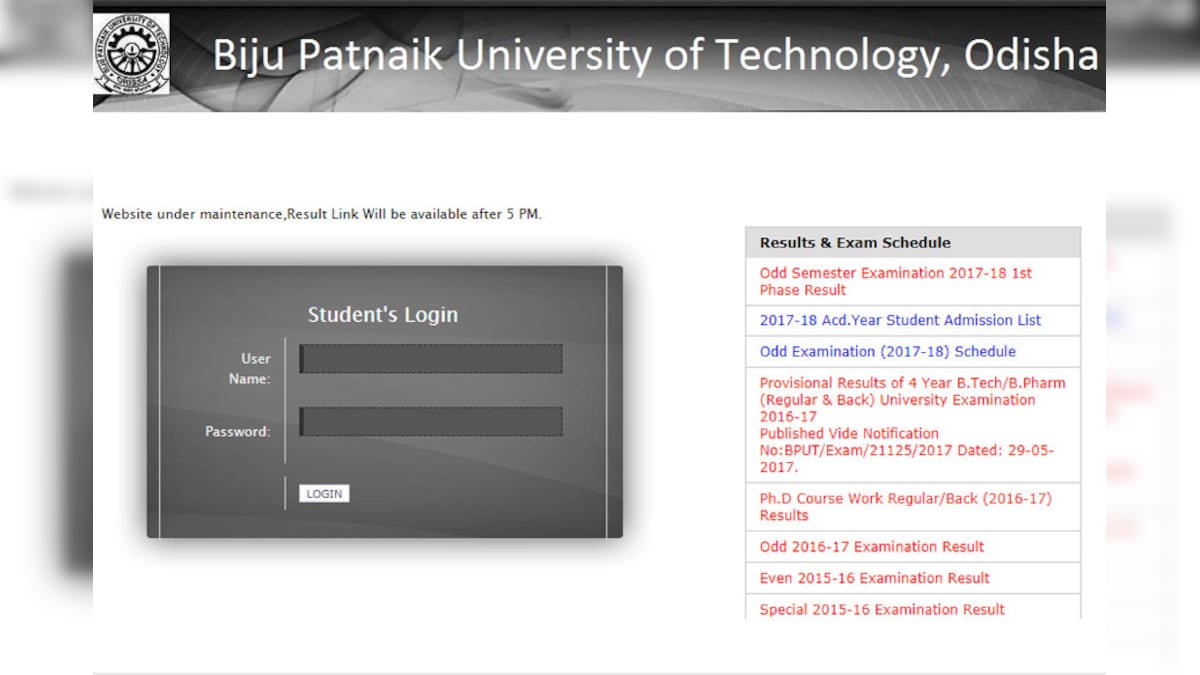 BPUT Admit Cards 2018 for Even Semester Exam Released at bput.ac.in ...