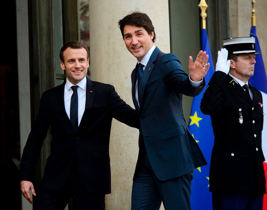 PICS: Canadian PM Justin Trudeau Meets Emmanuel Macron in Paris - News18