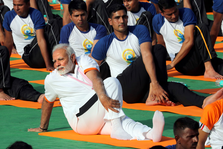 PM Modi Leads 4th International Yoga Celebrations in Dehradun - News18