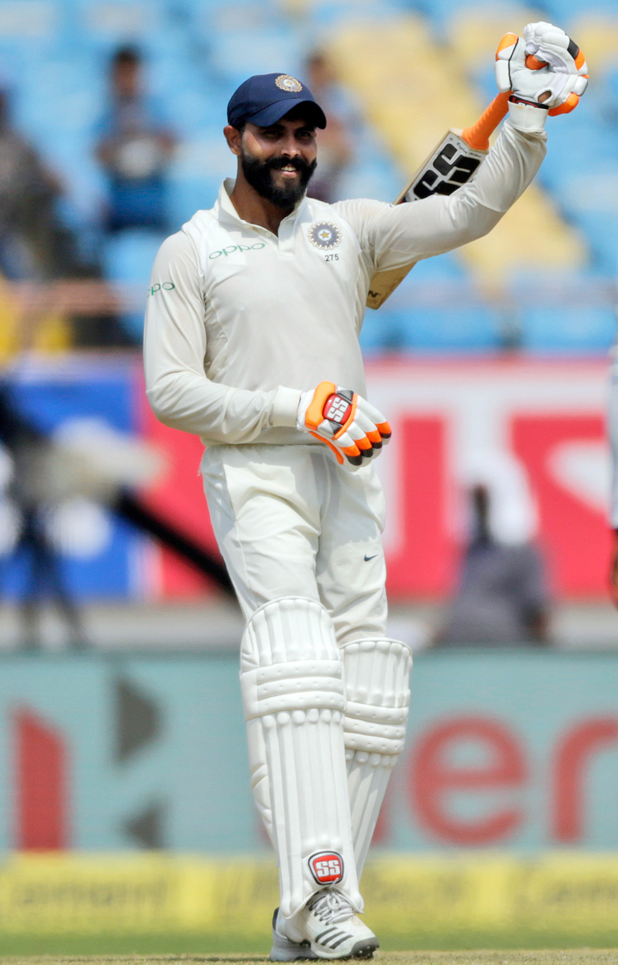 PICS: Ravindra Jadeja Celebrates His Maiden Century in Style