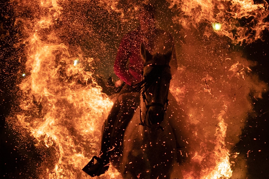 Shocking Visuals! Horses Ridden Through Fire For Purification in Spain ...