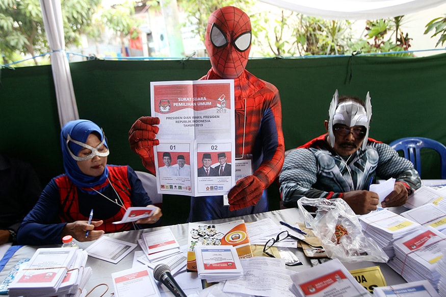 Electoral Workers Turn Batman, Spiderman To Greet Voters at Polling ...