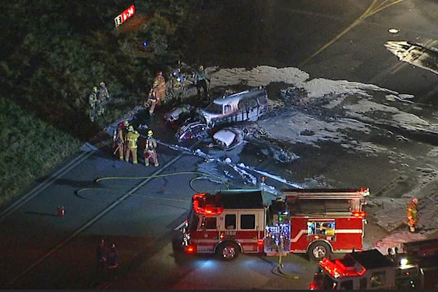 Pilot Dead as Twin-Engine Plane Crashes at Fullerton Airport, Bursts ...